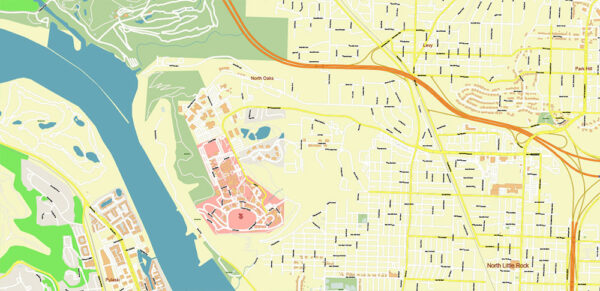 Little Rock Arkansas US PDF Vector Map: City Plan High Detailed Street ...