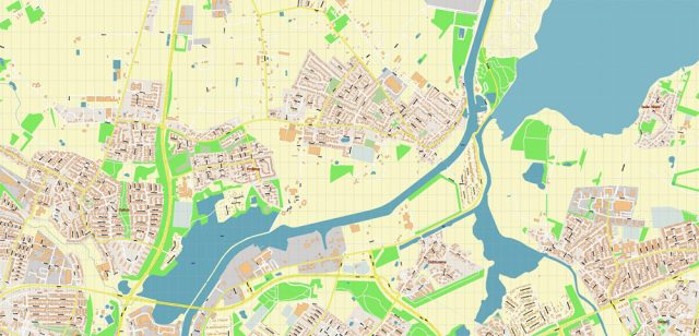 Odense Denmark Map Vector City Plan High Detailed Street Map editable ...