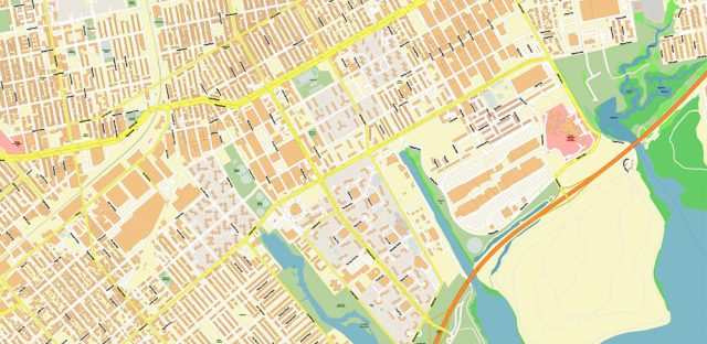 Queens New York City NY US PDF Vector Map: City Plan High Detailed ...