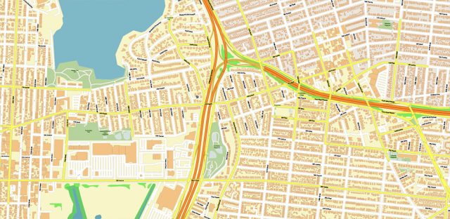 Queens New York City NY US PDF Vector Map: City Plan High Detailed ...