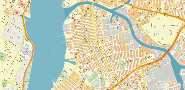 Queens New York City NY US PDF Vector Map: City Plan High Detailed ...