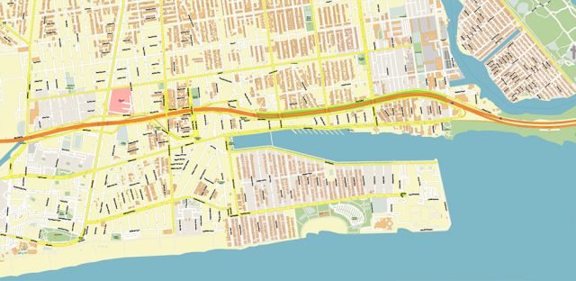 Queens New York City NY US PDF Vector Map: City Plan High Detailed ...