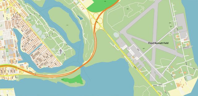 Queens New York City NY US Map Vector City Plan High Detailed Street ...