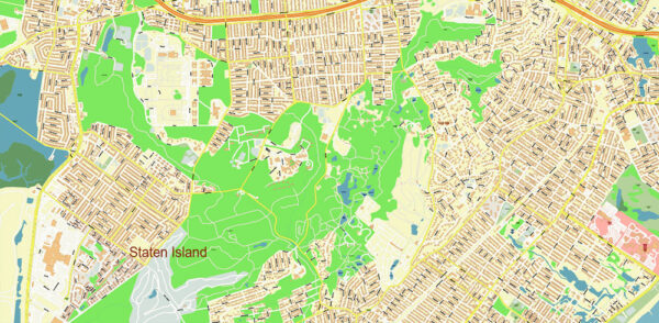 Staten Island New York City NY US PDF Vector Map: City Plan High ...