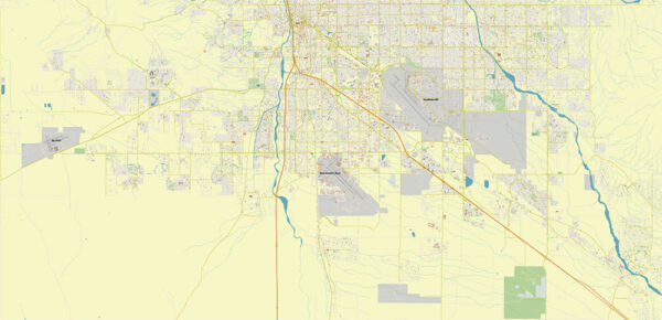 Tucson Arizona US Map Vector City Plan High Detailed Street Map ...