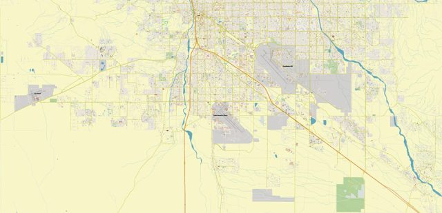 Tucson Arizona US Map Vector City Plan High Detailed Street Map ...
