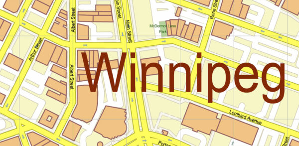 Winnipeg Manitoba Canada Map Vector City Plan High Detailed Street Map ...