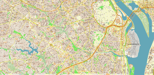 Arlington Virginia US Vector Map: High Detailed Street Map editable ...