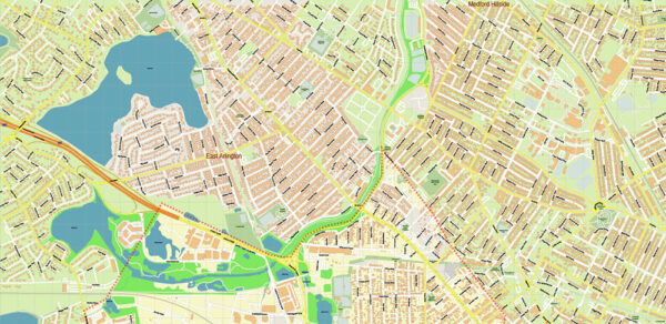 Cambridge Massachusetts US Vector Map: High Detailed Street Map ...