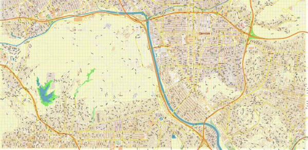 Glendale California US Map Vector City Plan High Detailed Street Map ...
