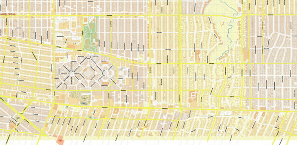 Hollywood California US Map Vector City Plan High Detailed Street Map ...