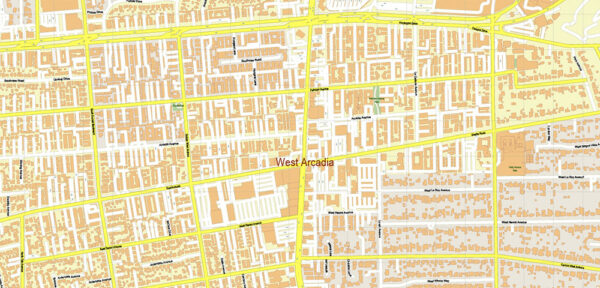 Pasadena California US Map Vector City Plan High Detailed Street Map ...