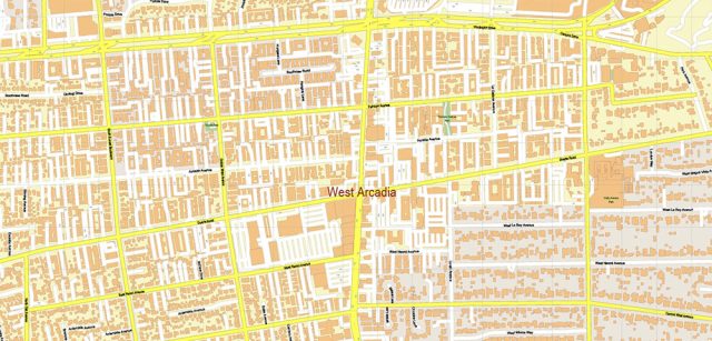Pasadena California US Map Vector City Plan High Detailed Street Map ...