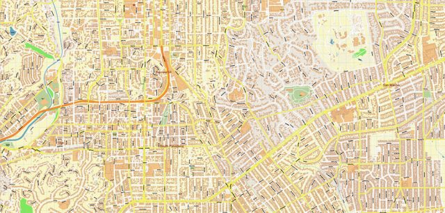 Pasadena California US Map Vector City Plan High Detailed Street Map ...