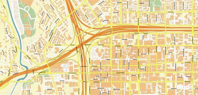 Pasadena California US Map Vector City Plan High Detailed Street Map ...