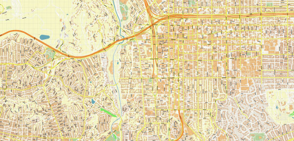 Pasadena California US Map Vector City Plan High Detailed Street Map ...