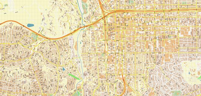 Pasadena California US Map Vector City Plan High Detailed Street Map ...