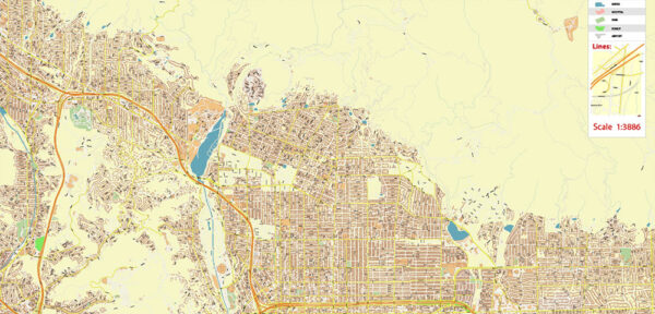 Pasadena California US Map Vector City Plan High Detailed Street Map ...