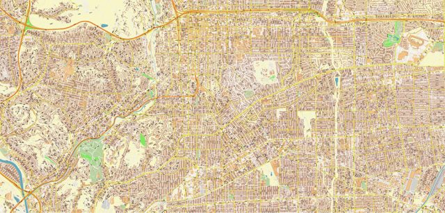 Pasadena California US Map Vector City Plan High Detailed Street Map ...