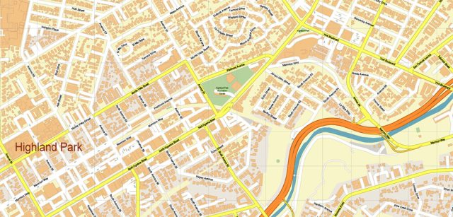 Pasadena California US Map Vector City Plan High Detailed Street Map ...
