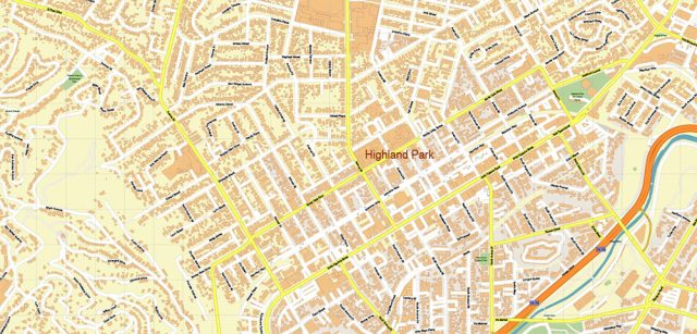 Pasadena California US Map Vector City Plan High Detailed Street Map ...
