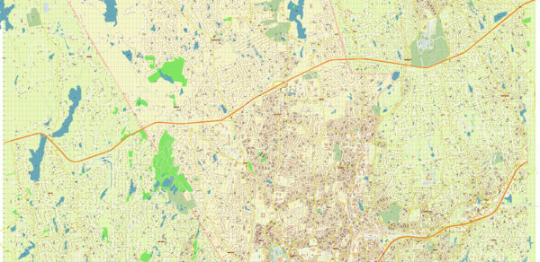 Stamford Connecticut US Vector Map: High Detailed Street Map editable ...