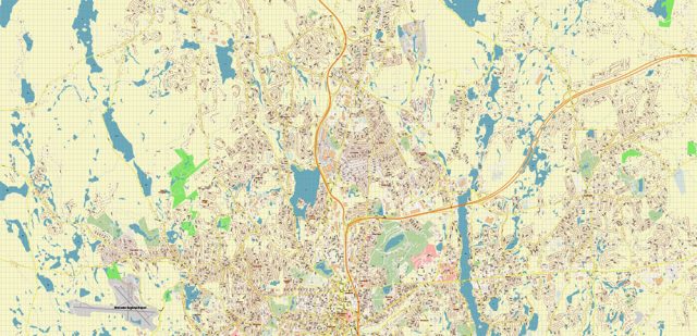Worcester Massachusetts US Vector Map: High Detailed Street Map ...