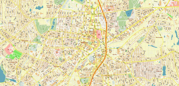 Worcester Massachusetts US Vector Map: High Detailed Street Map ...
