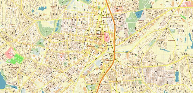 Worcester Massachusetts US Vector Map: High Detailed Street Map ...