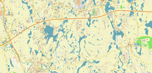 Worcester Massachusetts US Vector Map: High Detailed Street Map ...