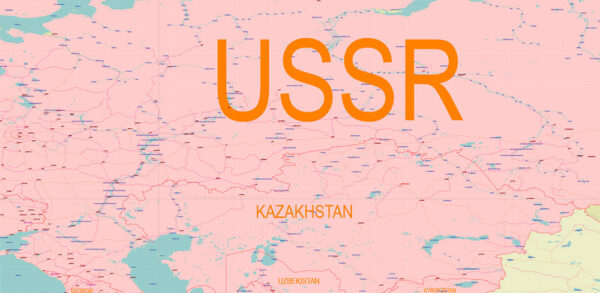 World Geo Lat-Long Projection Political Vector Map (1989 year, USSR ...