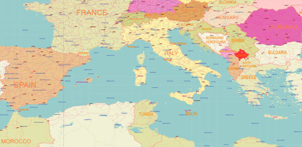 World Geo Lat-Long Projection Political Vector Map (1989 year, USSR ...