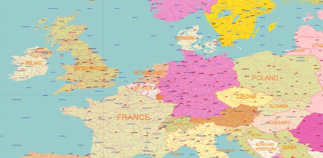World Geo Lat-Long Projection Political Vector Map (1989 year, USSR ...