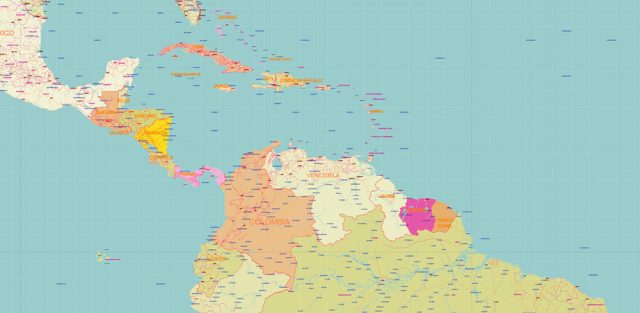 World Geo Lat-Long Projection Political Vector Map (1989 year, USSR ...