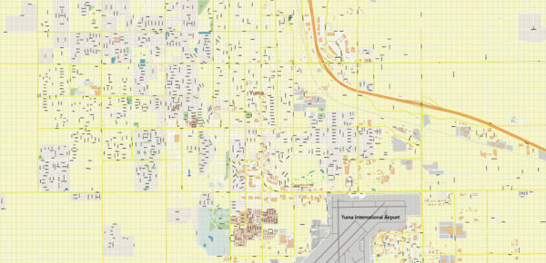 Yuma Arizona US PDF Vector Map: City Plan High Detailed Street Map ...