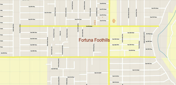 Yuma Arizona US PDF Vector Map: City Plan High Detailed Street Map ...