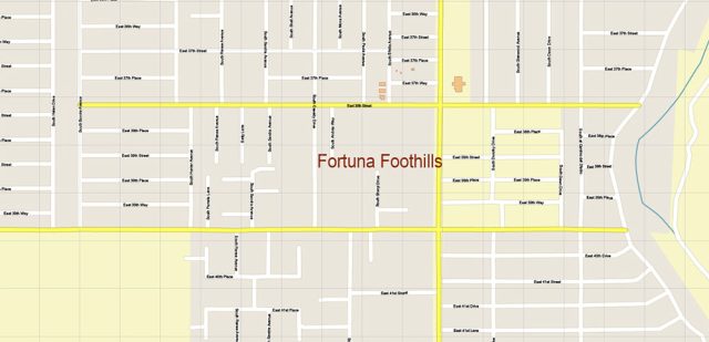 Yuma Arizona US PDF Vector Map: City Plan High Detailed Street Map ...