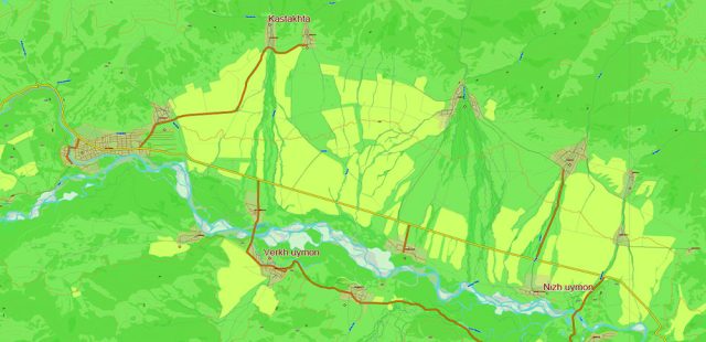 Altay Republic Russia complete relief topo PDF Vector Map: Extra High ...