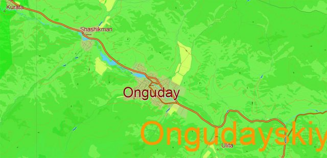 Altay Republic Russia complete relief topo Map Vector Extra High ...