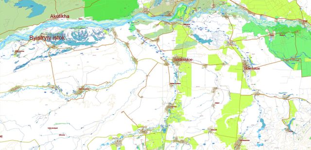 Altay Republic Russia complete relief topo PDF Vector Map: Extra High ...