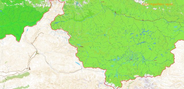 Altay Republic Russia complete relief topo PDF Vector Map: Extra High ...