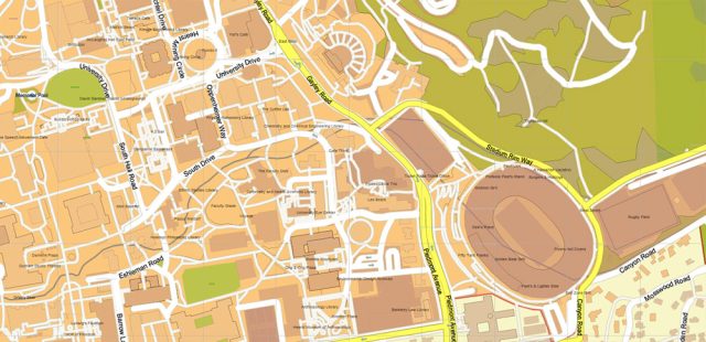 Berkeley University California US Map Vector Extra High Detailed Street ...