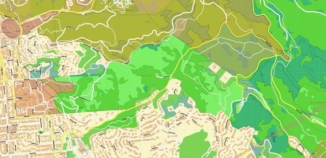 Berkeley University California US Map Vector Extra High Detailed Street ...