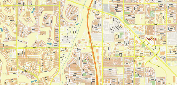 Glendale + Peoria + Surprise Arizona US Map Vector Extra High Detailed ...
