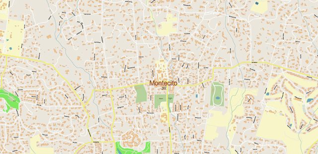 Montecito California US PDF Vector Map: Extra High Detailed Street Map ...