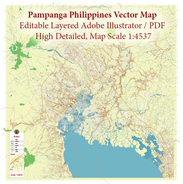 Pampanga Philippines Map Vector Extra High Detailed Road Map editable ...