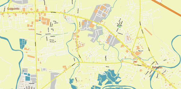 Pampanga Philippines Map Vector Extra High Detailed Road Map editable ...