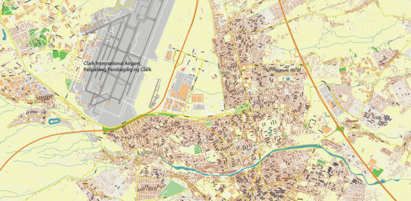 Pampanga Philippines Map Vector Extra High Detailed Road Map editable ...