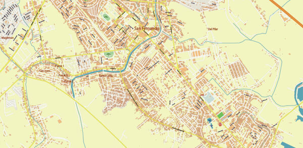 Pampanga Philippines Map Vector Extra High Detailed Road Map editable ...