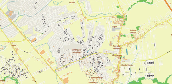 Pampanga Philippines PDF Vector Map: Extra High Detailed Road Map editable Adobe PDF in layers ...
